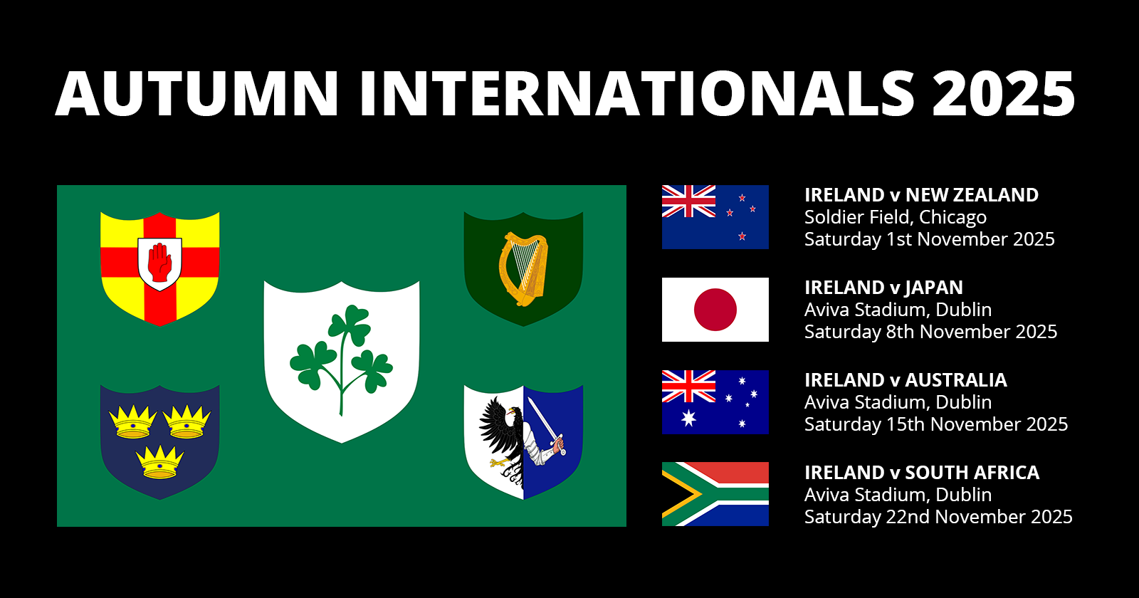 Ireland Autumn Internationals 2025 Rugby Fixtures