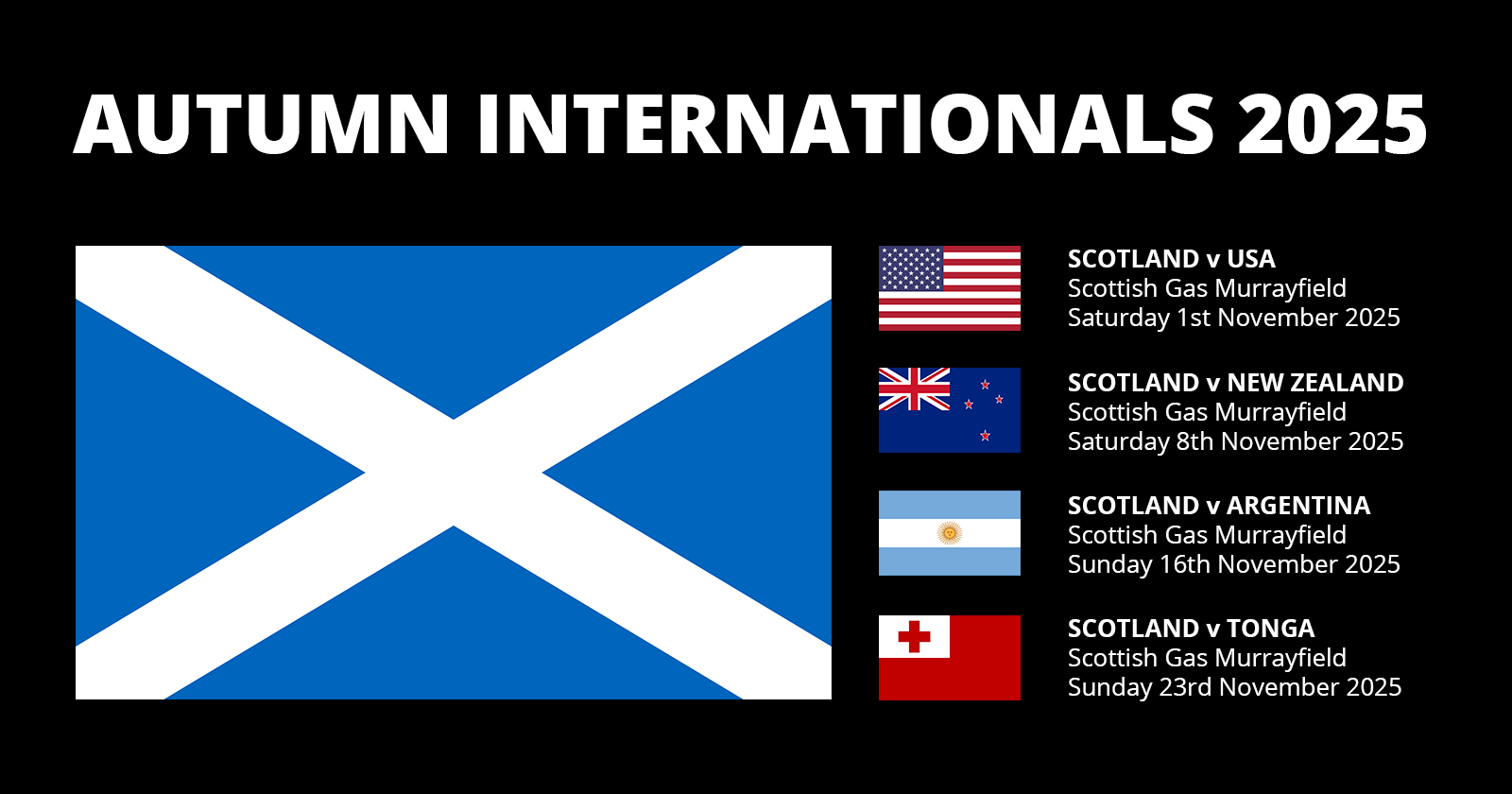 Scotland Autumn Internationals 2025 Rugby Fixtures